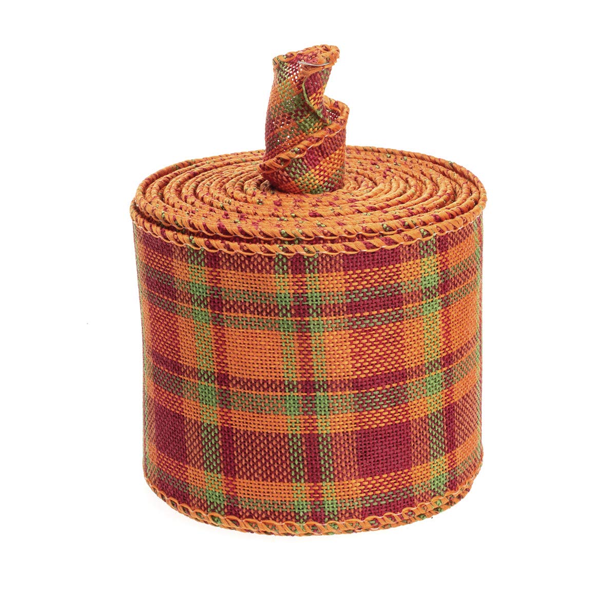ATRBB Orange/Red/Green Buffalo Plaid Ribbon Wired Edge Gingham Ribbon for Thanksgiving Decoration and Bows Craft,10 Yards by 2.48 Inches (Style 6)