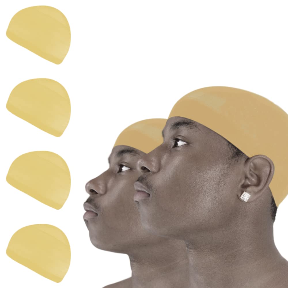 4 Pcs Wave Cap Stocking Caps Stretch Compression Long Lasting Lightweight Comfortable Fit Durable Mens Dome Cap Loc Cap Sleeping Hair Caps Wave Caps for Men (Black - 2 Pack of 2 Pcs)
