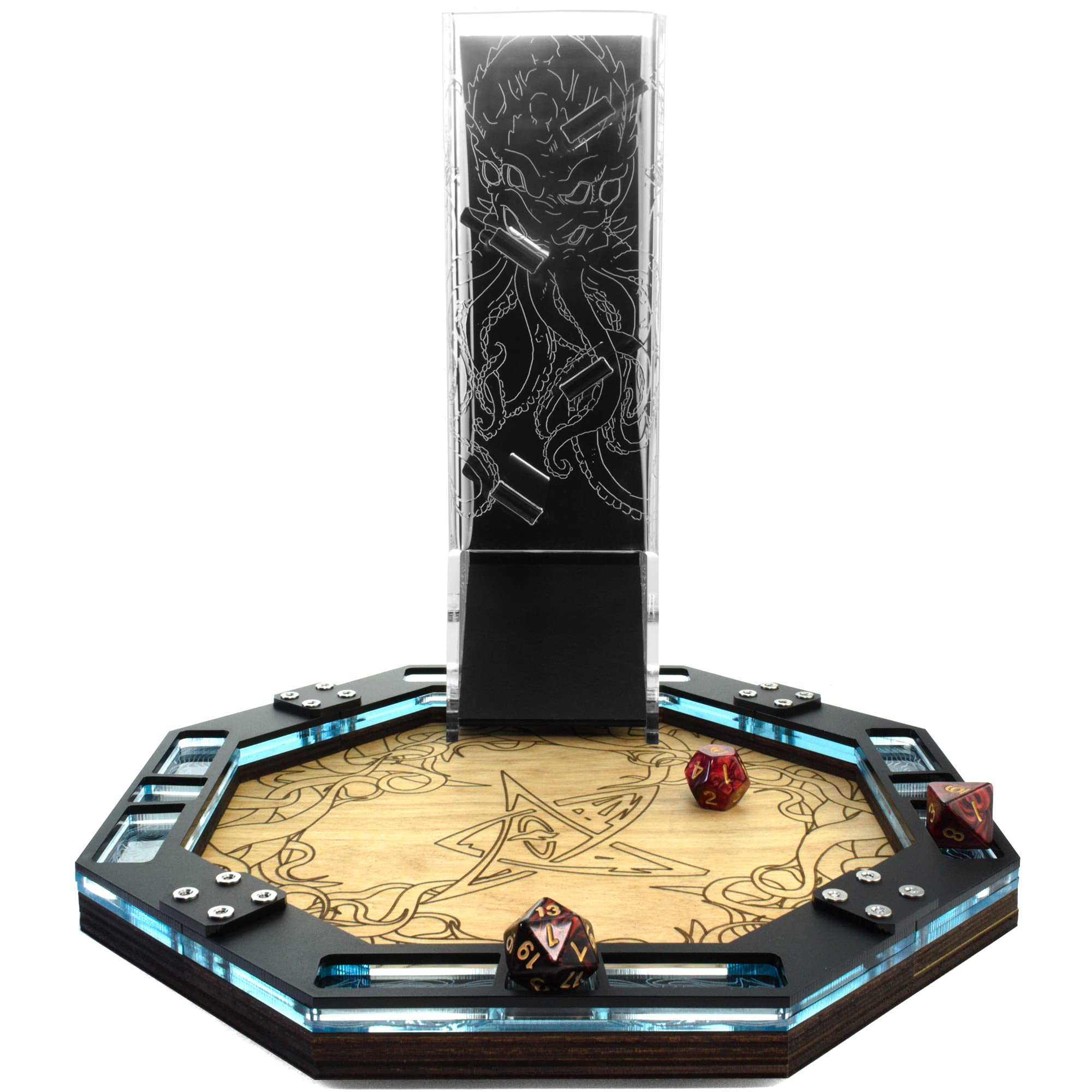 C4Labs Eldritch Octagon Dice Tray and Black Cthulhu Etched Dice Tower Bundle …