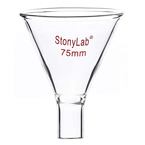 stonylab Glass Powder Funnel, Heavy Wall Borosilicate Glass Short Stem Funnel with 75 mm Top Diameter and 22 mm Stem Length