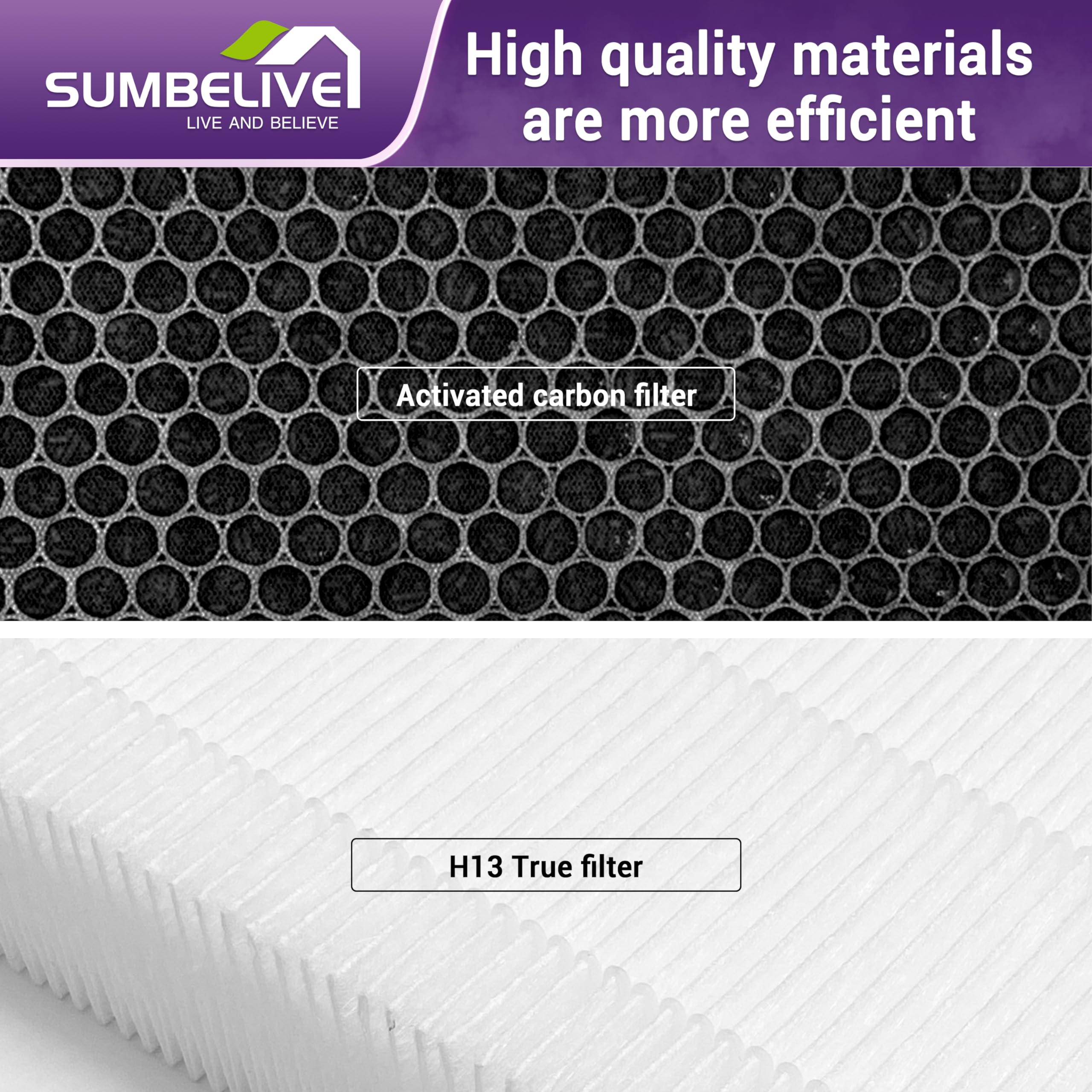 AD5000 Replacement Filter for Air Dr. Air Purifier Filter AD5000, 2 HEPA(H13) Filter and 2 Carbon Filters(2 sets-A total of 4)