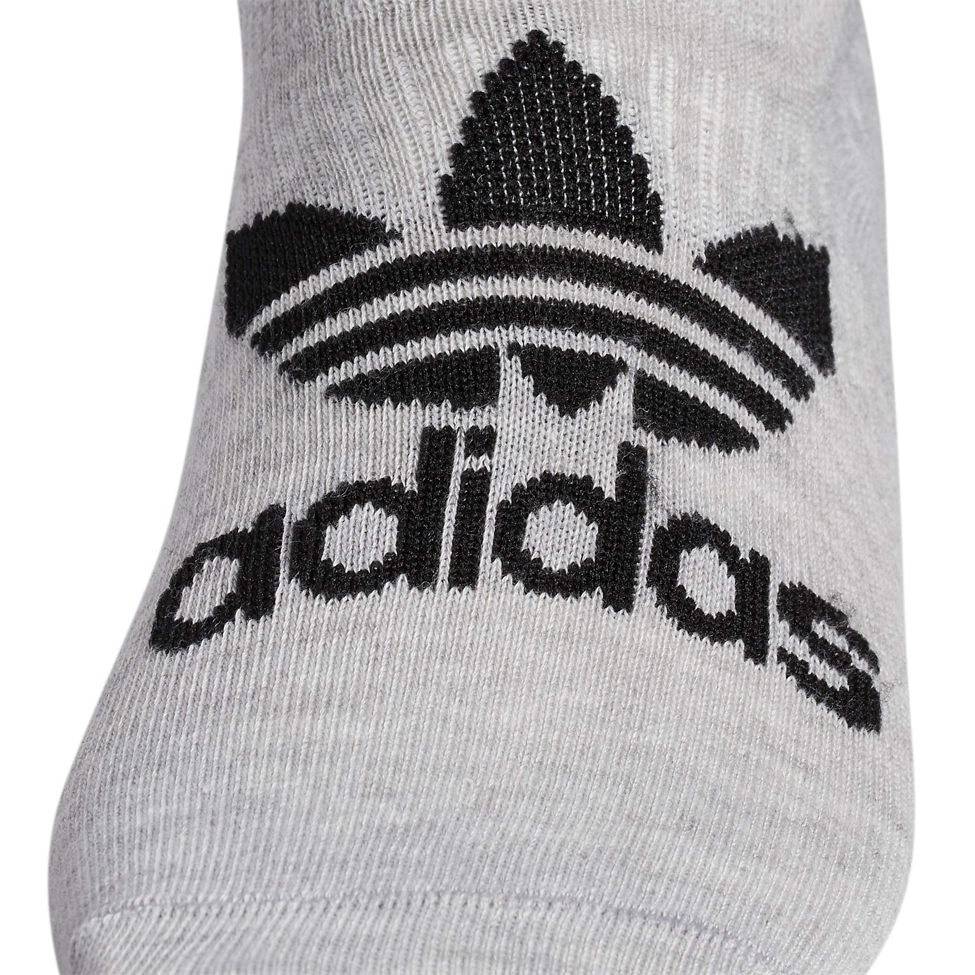 adidas Originals Men's Classic Trefoil Superlite Super No Show Socks (6-Pair), Heather Grey/White/Black, Large