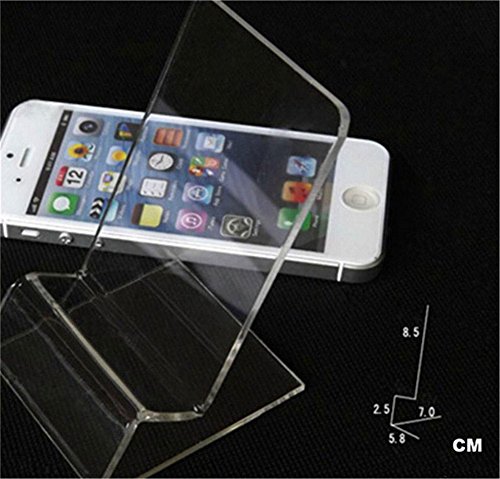 KeCool Universal Mobile Cell Phone Stand Clear Acrylic Display Mount Holder - Durable Transparent Rack Stand Holder for iPhone X 8 7 6s Plus 5s Samsung Huawei Max 5.5" Smartphone Shown (2 Packs)