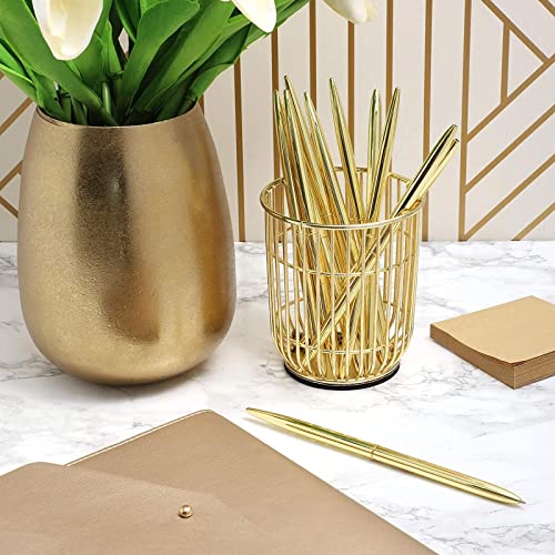 Juvale 12 Pack Gold Ballpoint Pens for Business Students and Teachers, Office Supplies, New Employee Welcome Gift (6.4 In)