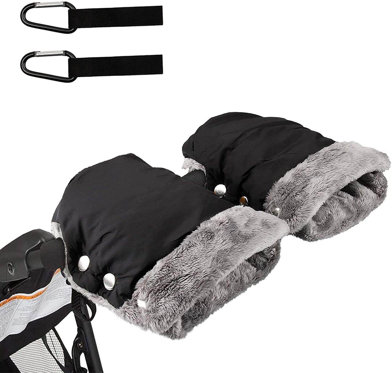Stroller Fleece Hand Muff, Pram Pushchair Gloves Hand Gloves Waterproof Anti-Freeze Extra Thick Warm Winter Baby Stroller Gloves for More use with 1 Buggy Clip