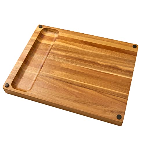 Premium Large Acacia Wood Cutting Board for Kitchen. 1.5in Extra Thick Chopping Board with Juice Groove. Non slip Reversible Butcher Block Countertop & Charcuterie Board gift set
