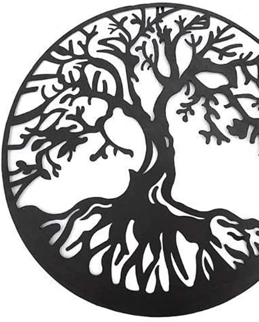 Bellaa 21925 Metal Wall Decor Tree of Life Circle Sign Living Room Outdoor Garden Rustic Art 24 inch
