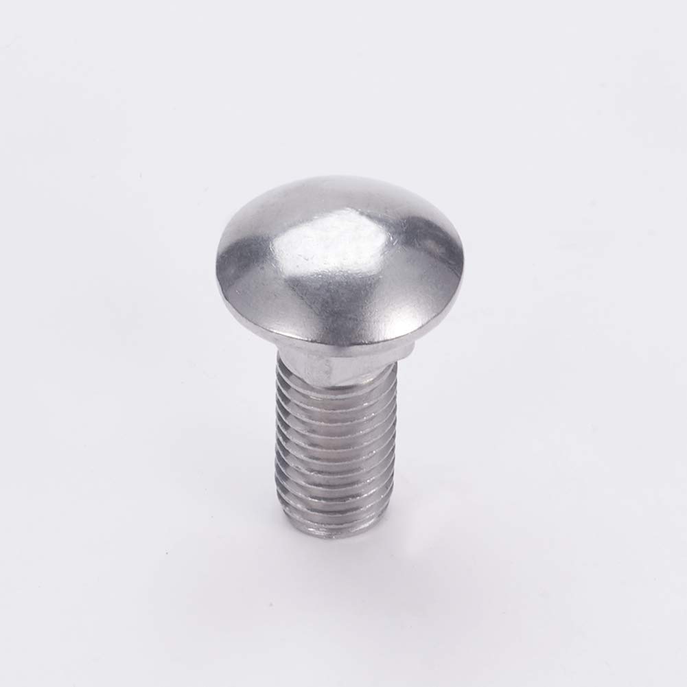MroMax 2PCS Carriage Bolts M12x45mm Half Round Head Square Neck Bolt Fasteners 304 Stainless Steel Neck Carriage Bolt Silver Tone
