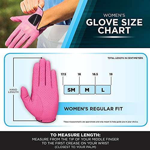 Callaway Golf Women's Weather Spann Premium Synthetic Golf Glove  (White, Single, Large, Prior Gen Model , Standard, Worn on Left Hand)