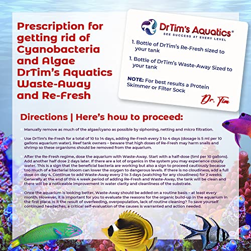 DrTim’s Aquatics Saltwater Waste-Away – Natural Fish Tank & Aquarium Waste Management Solution for Dissolving & Cleaning Organic Sludge & Waste - 16 oz. - Treats 480 ga