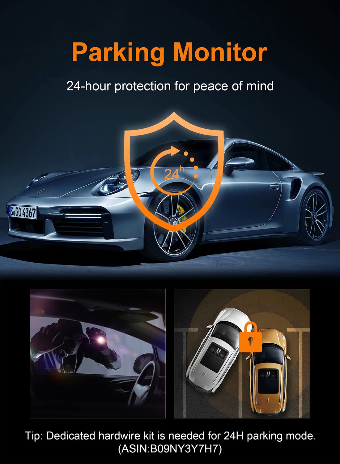 4K Dual Dash Cam Front and Rear Built-in GPS, XIGETRAIL Dash Cam Front 4K and Rear 1080P Dash Camera for Cars, Car Dashboard Camera with Night Vision, WDR, Parking Monitor, 2" IPS, Support 256GB Max