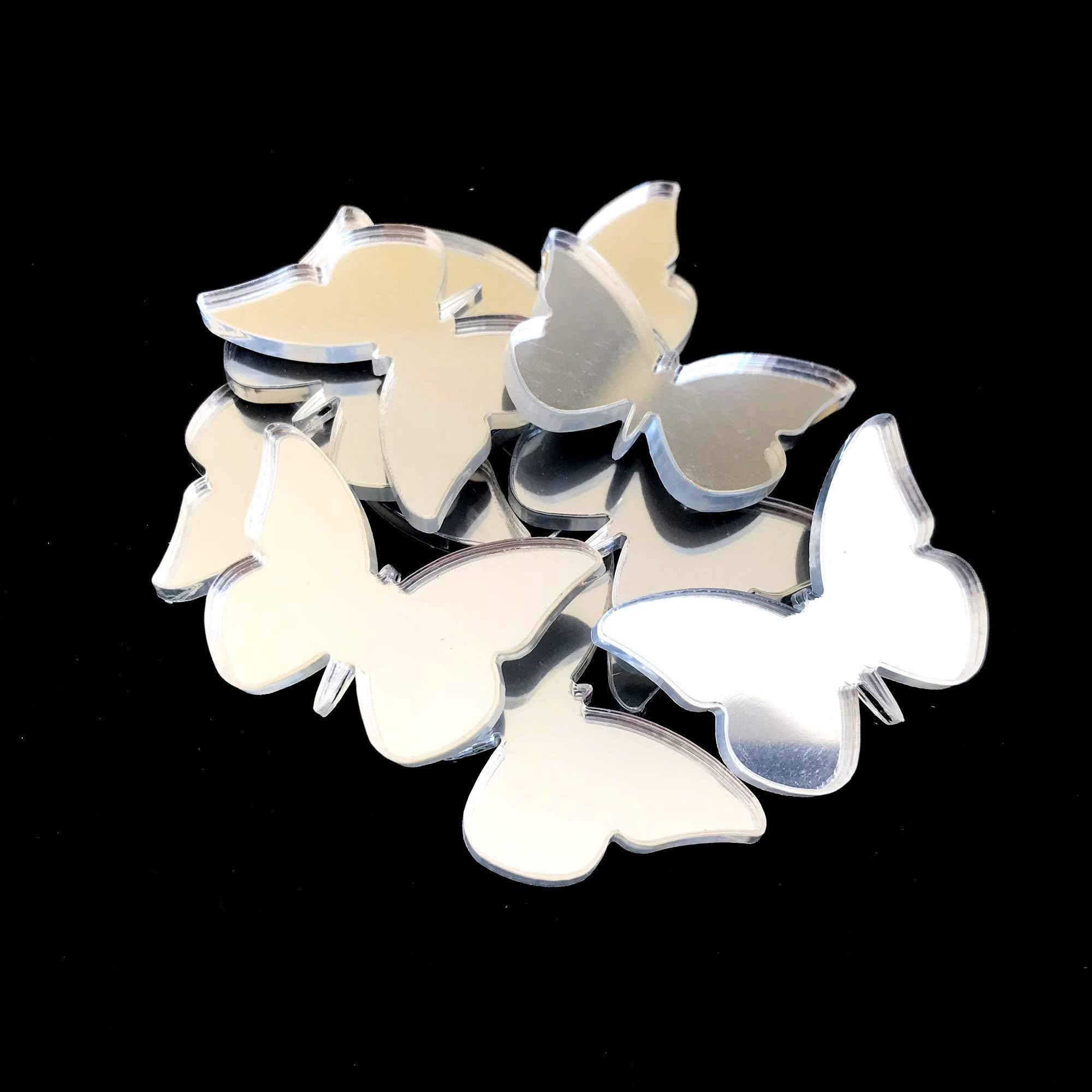 Super Cool Creations Butterfly Big Wings Shaped Crafting Mirrors, Set of 10, Many Colours, Shatterproof Acrylic, Purple, Pack of 10 x 7cm