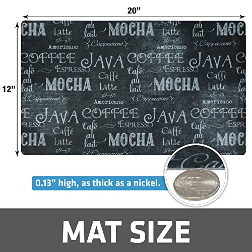 Drymate Coffee Maker Mat, (Coffee Station Bar Accessory) Protects Kitchen Countertops From Spills, Stains & Scratches, Absorbent, Waterproof, Washable (USA Made) (12β x 20β) (Java Chalkboard)