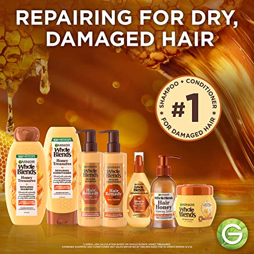 Garnier Whole Blends Honey Treasures Repairing Mask, for Dry, Damaged Hair, 10.1 Fl Oz, 2 Count (Packaging May Vary)