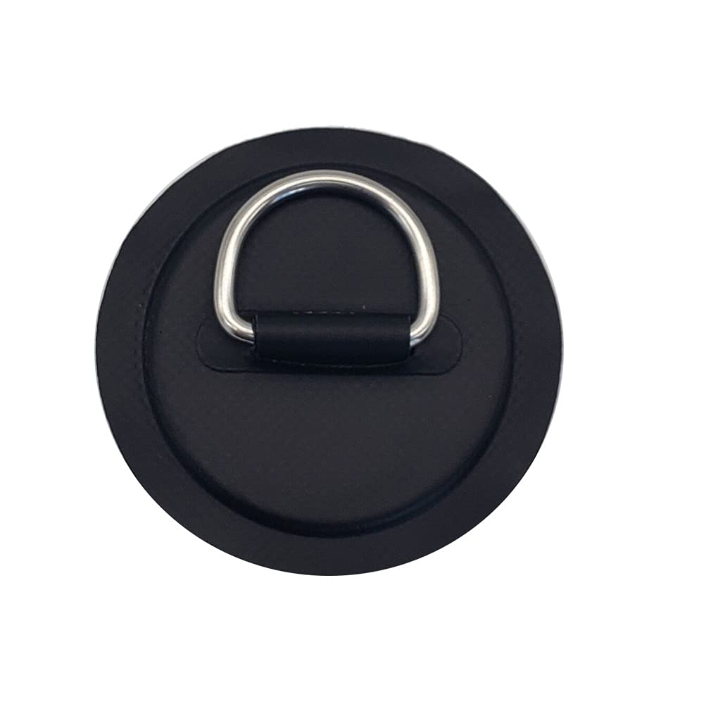 4 Pieces Black Pad/Patch D Rings for PVC Inflatable Boat Canoe Raft Stainless Steel D-Ring Dinghy Kayak Surfboard Paddle Board (Black)
