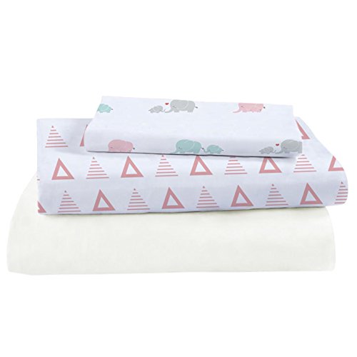 Pure Fiber Crib Sheet Set, Pink Triangles