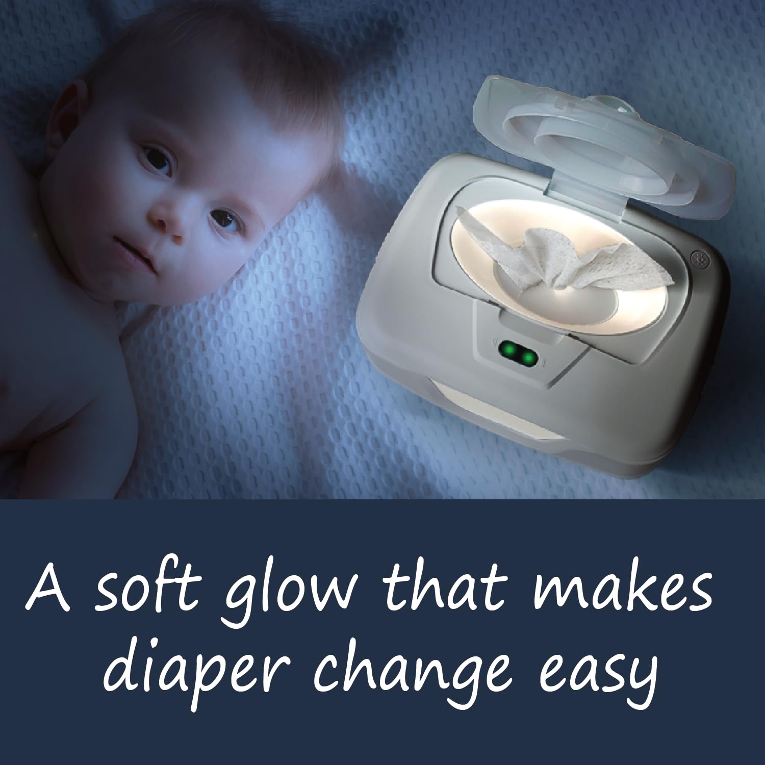 GOGO Pure Baby Wet Wipe Warmer and Wet Wipe Dispenser, Advanced Features - 4 Bright Auto Off LED Ample Lights for Nighttime Changes, Dual Heat for Baby's Comfort, Improved Design and Only at Amazon