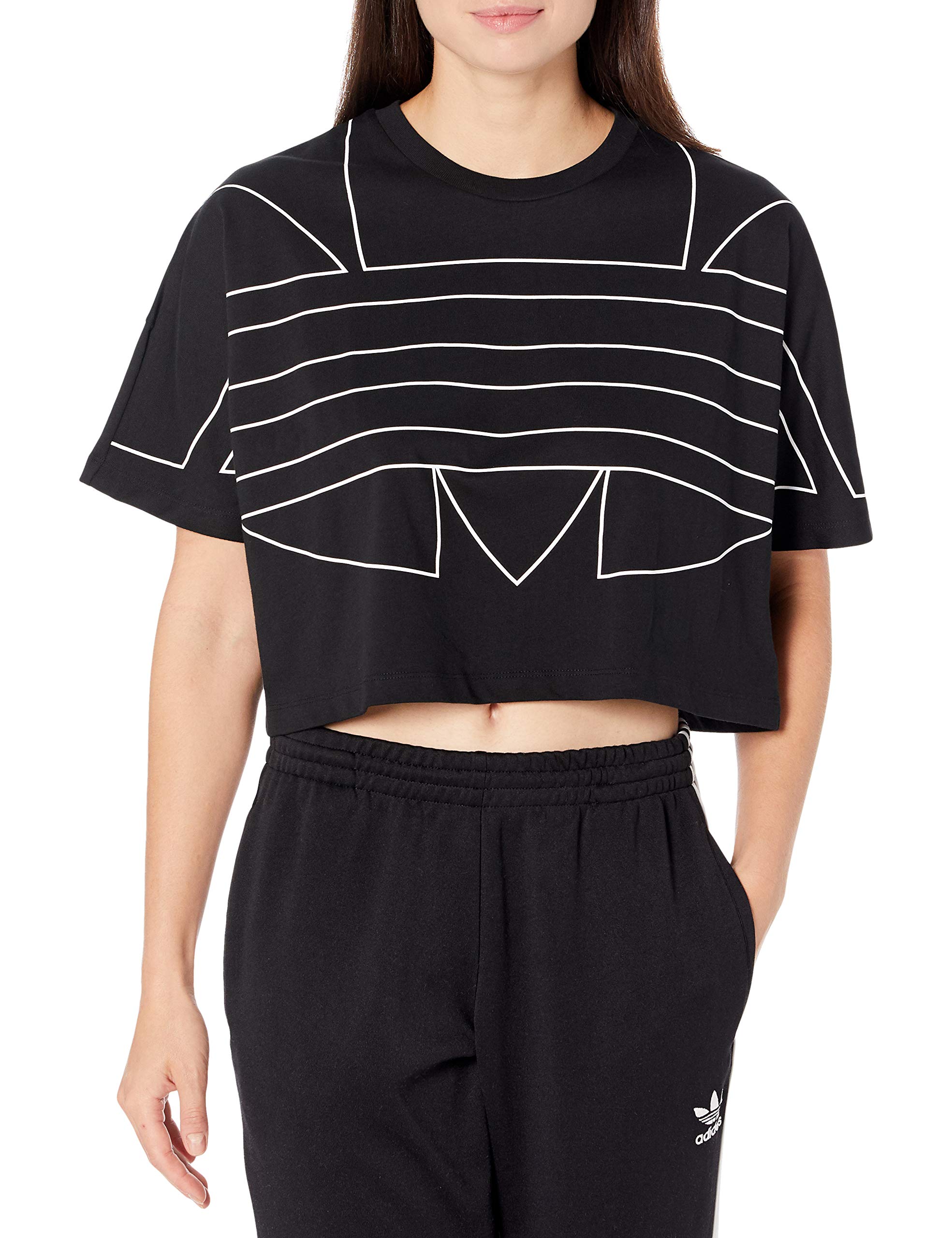 adidas Originals womens Large Logo T-Shirt Black/White Large