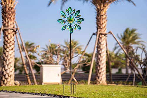 MUMTOP Wind Spinner 51" Peacock Double Wind Sculpture is Suitable for Decorating Your Patio, Lawn & Garden