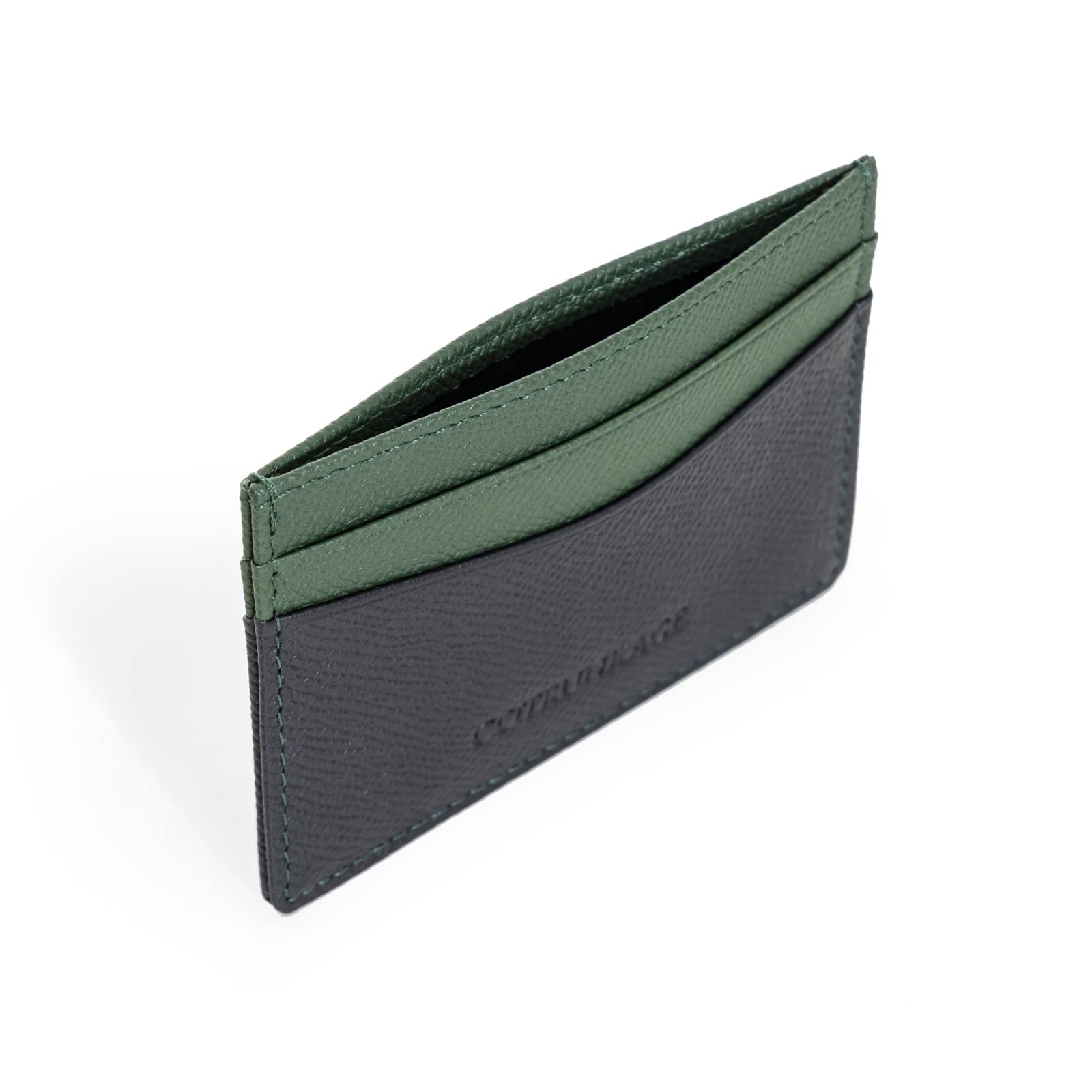 COTRUNKAGE Slim Leather ID Credit Card Holder Wallet for Men and Women, Green