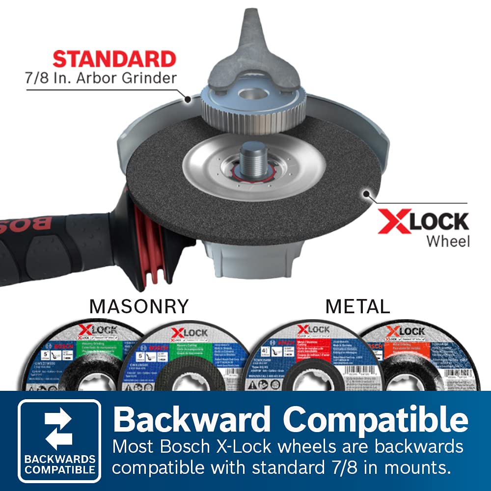BOSCH TCWX1AL500 5 In. x 1/16 In. X-LOCK Metal Cutting Abrasive Wheel 46 Grit Compatible with 7/8 In. Arbor Type 1A (ISO 41) for Applications in Aluminum Cutting