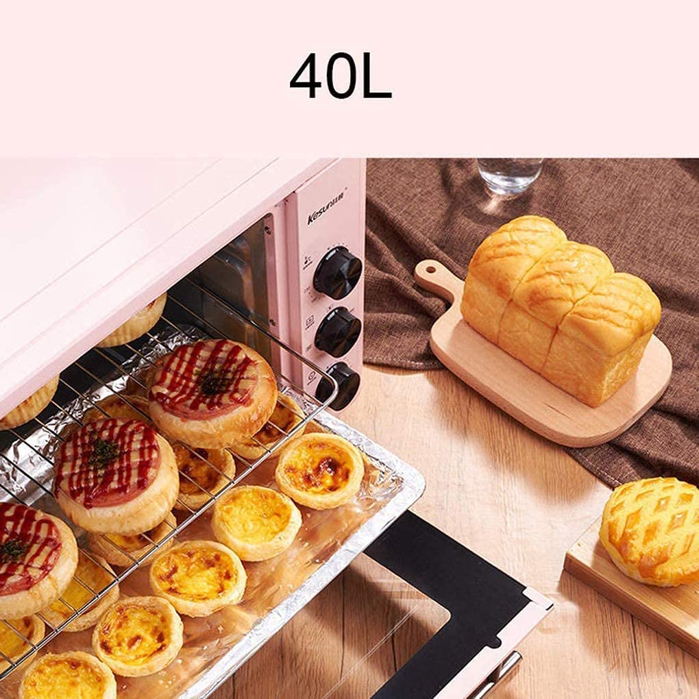 40L Multi-Function Oven,Adjustable Temperature 0-230℃ and 60 Minutes Timer Five-Layer Baking Position Multi-Function Electric Oven (Pink) (Pink)