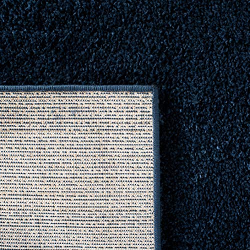 SAFAVIEH August Shag Collection 8' x 10' Navy AUG553M Solid Non-Shedding Living Room Bedroom Dining Room Entryway Plush 1.25-inch Thick Area Rug