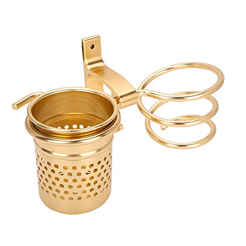 Bathroom Storage Shelf Wall Mount Hair Care Styling Tool Organizer Space Aluminum Hair Dryer Basket for Bathroom Organizer Multipurpose Rack(Gold)