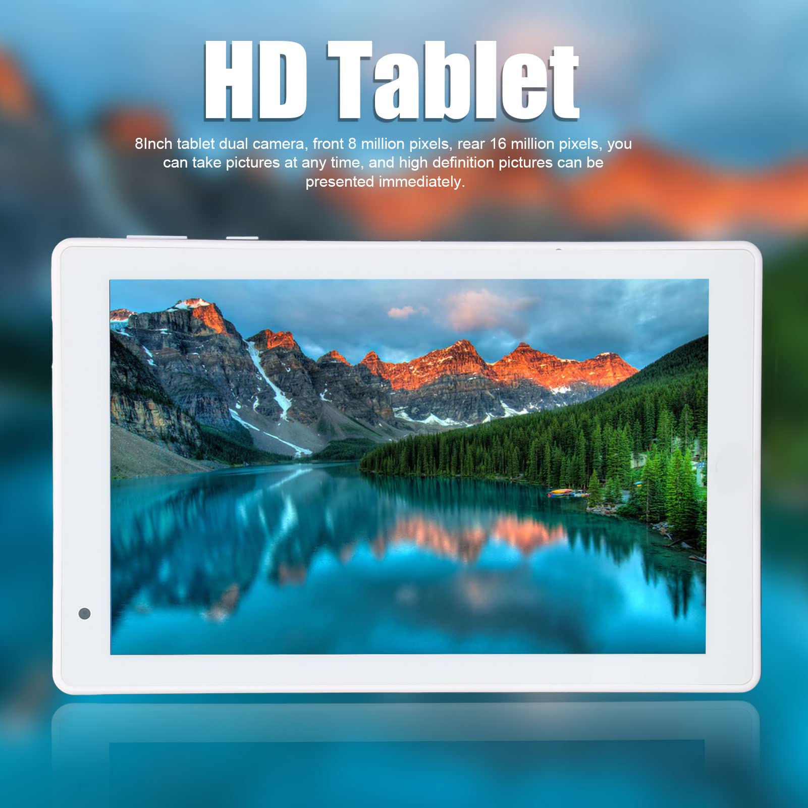 8 Inch Tablet Dual SIM Dual Standby, 4GB RAM 64GB ROM, 1920x1080 HD Display, Dual Camera, 8000mAh Battery, 6.0 Tablet for Kids (Blue)