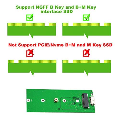 M.2 SATA SSD to USB 3.0 External SSD Reader Converter Adapter Enclosure with UASP, Support NGFF M.2 2280 2260 2242 2230 SSD with Key B/Key B+M(Can't Fit for PCIe NVMe/PCIe AHCI with Key M)