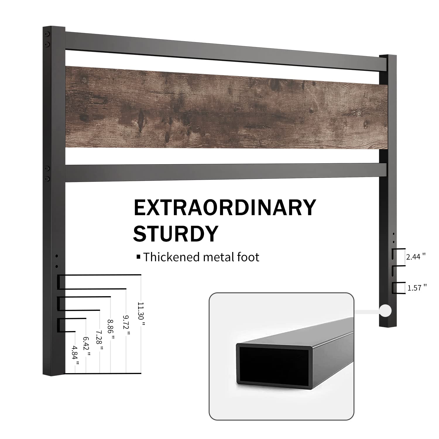 ALTLLEN Headboard Only Wooden Headboard with Metal Slats Sturdy Rustic Headboard Easy Assembly, Twin XL/Queen/King (King)