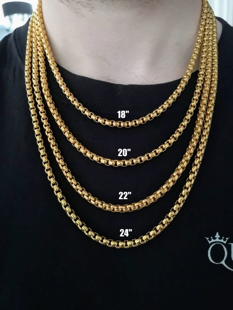 4MM Miami Cuban Rope Chain Necklace 18" 22" - Gold (22)