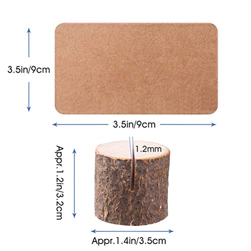 Toncoo 18Pcs Premium Wood Place Card Holders and 30Pcs Kraft Table Place Cards, Rustic Table Number Holders, Wood Photo Holders, Ideal for Wedding Party Table Name and More