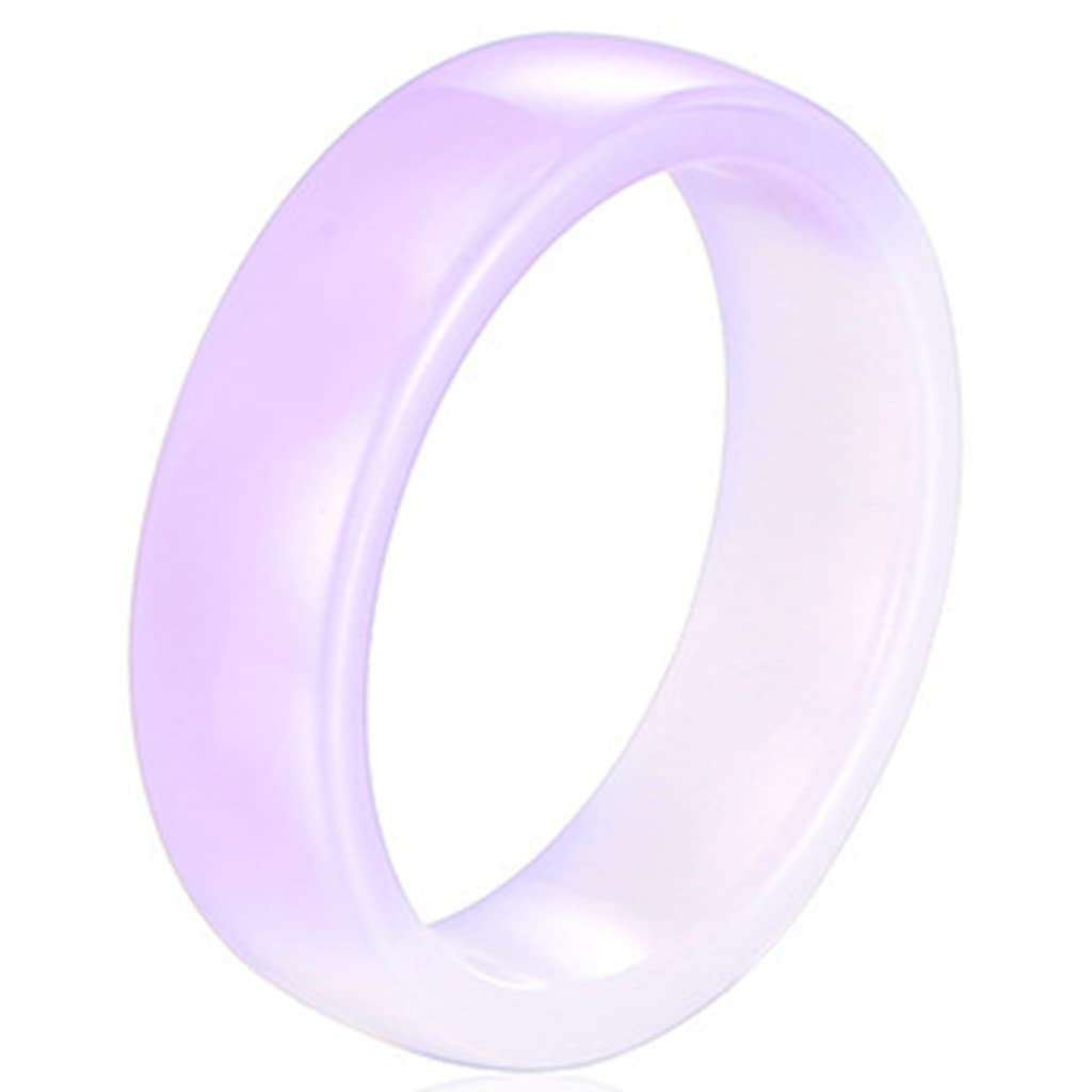 6mm Dual Color High Polished Ceramic Wedding Band Statement Valentines Holiday Ring (Purple, 7)