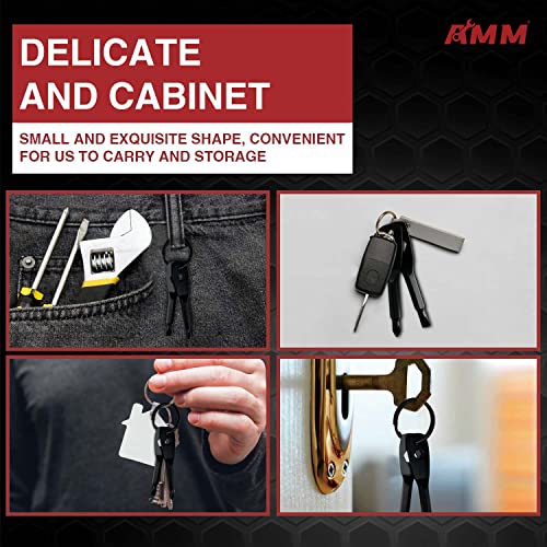 AMM 4 in 1 Portable Keychain Screwdriver(Black) Gifts for Men,Multiple functionality-Phillips, slotted screwdriver and two hex wrenches,Give key chain gifts to family or friends