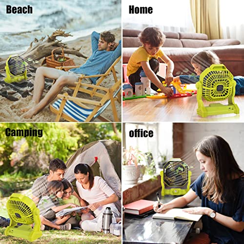 Camping Fan Rechargeable,Portable Battery Operated Fan with Light & Hook,Personal USB Small Desk Tent Fan 270°Head Rotation & Stepless Speed for Camping Accessories, Bedroom, Table, Tent, Travel