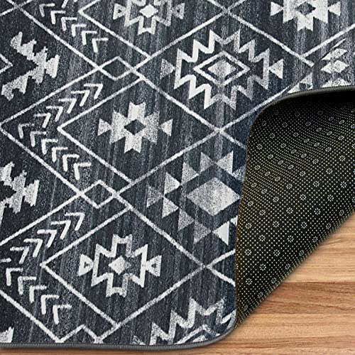 ReaLife Machine Washable Rug - Stain Resistant, Non-Shed - Eco-Friendly, Non-Slip, Family & Pet Friendly - Made from Premium Recycled Fibers - Moroccan - Dark Blue Gray, 3' x 5'