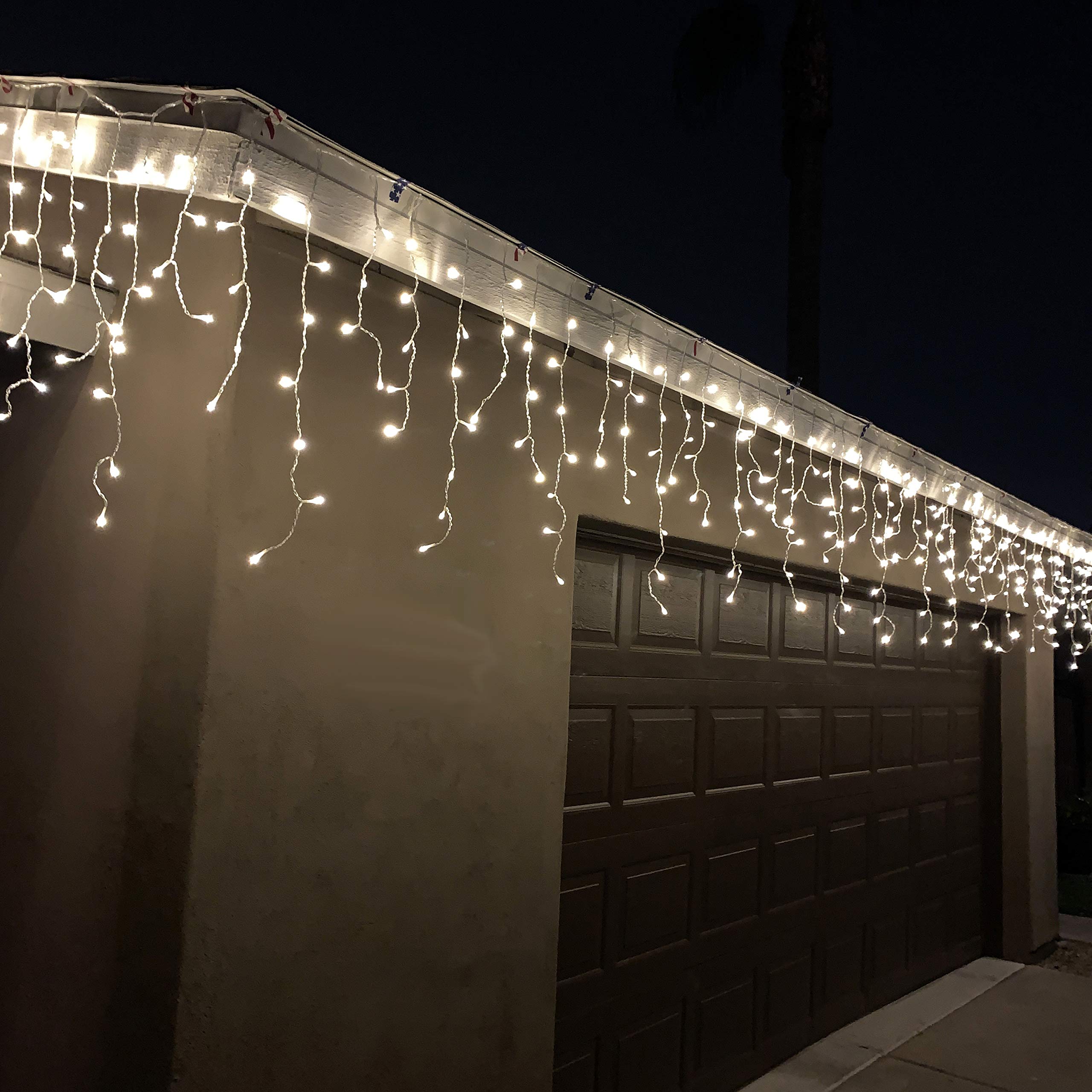 416 LED Christmas Icicle Lights for Indoor & Outdoor Decorations, Christmas Events, Christmas Eve Night Decor, Christmas Tree, Eaves (Warm White)