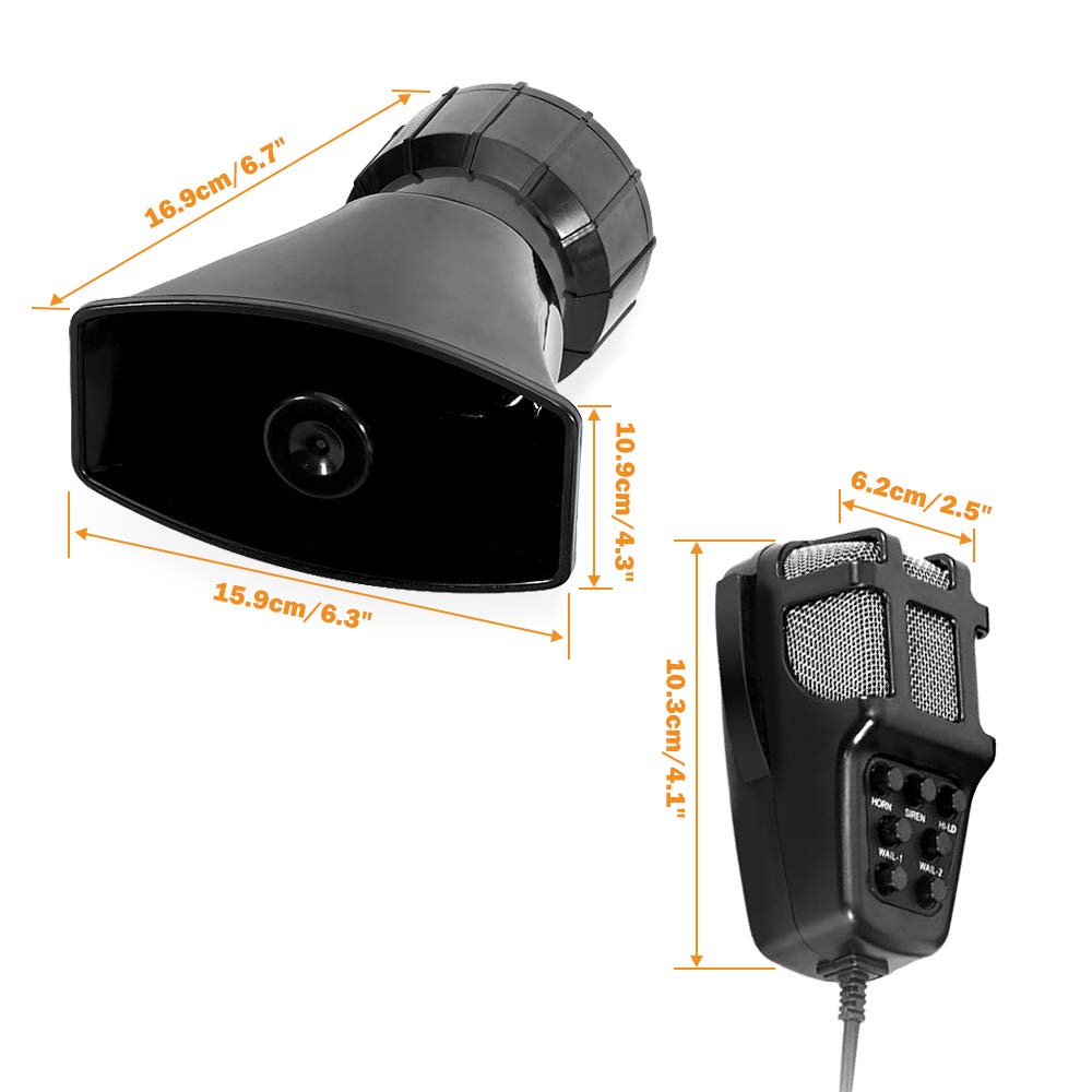 MOTLTECH 100W 12V 7 Tone Sound Car Siren Speaker Mic PA System Emergency Sound Amplifier