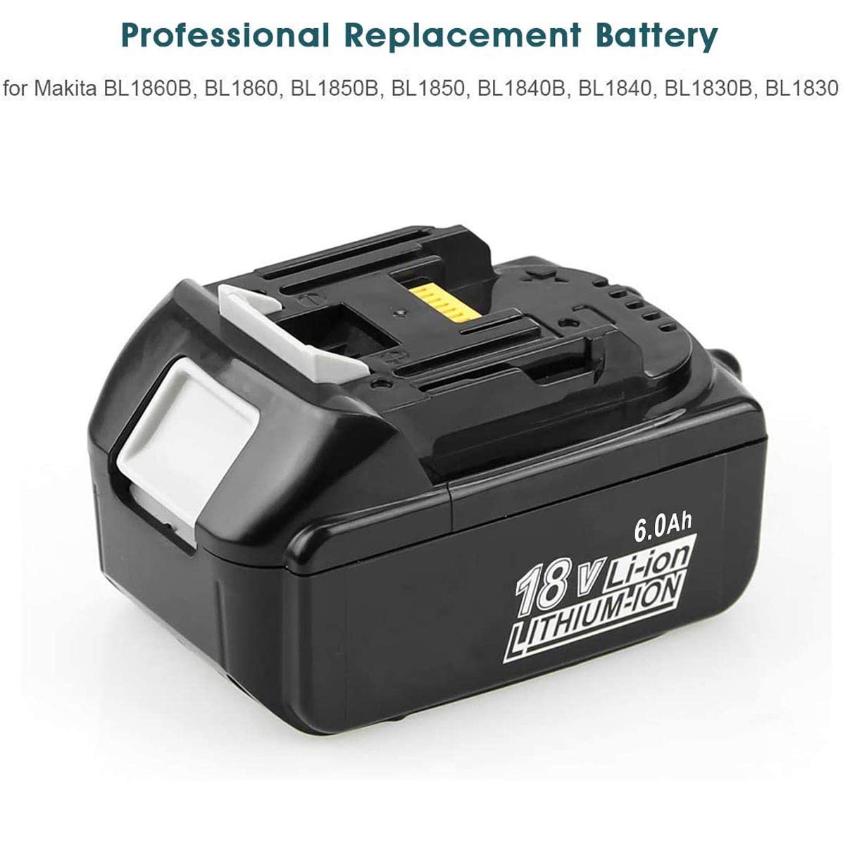 6.0Ah BL1860B 18 Volt Replacement Battery and DC18RC Charger Compatible with Makita 18V Battery Lithium ion BL1815 BL1820 BL1830 BL1840 BL1850 BL1850B BL1860 LXT-400 Cordless Power Tools (Black)