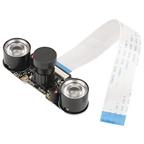 5MP Camera Module, Webcam Board Clear Image OV5647 Chip Sensor 72° View Angle with Dual LED Night Light for Raspberry Pi B 3 2
