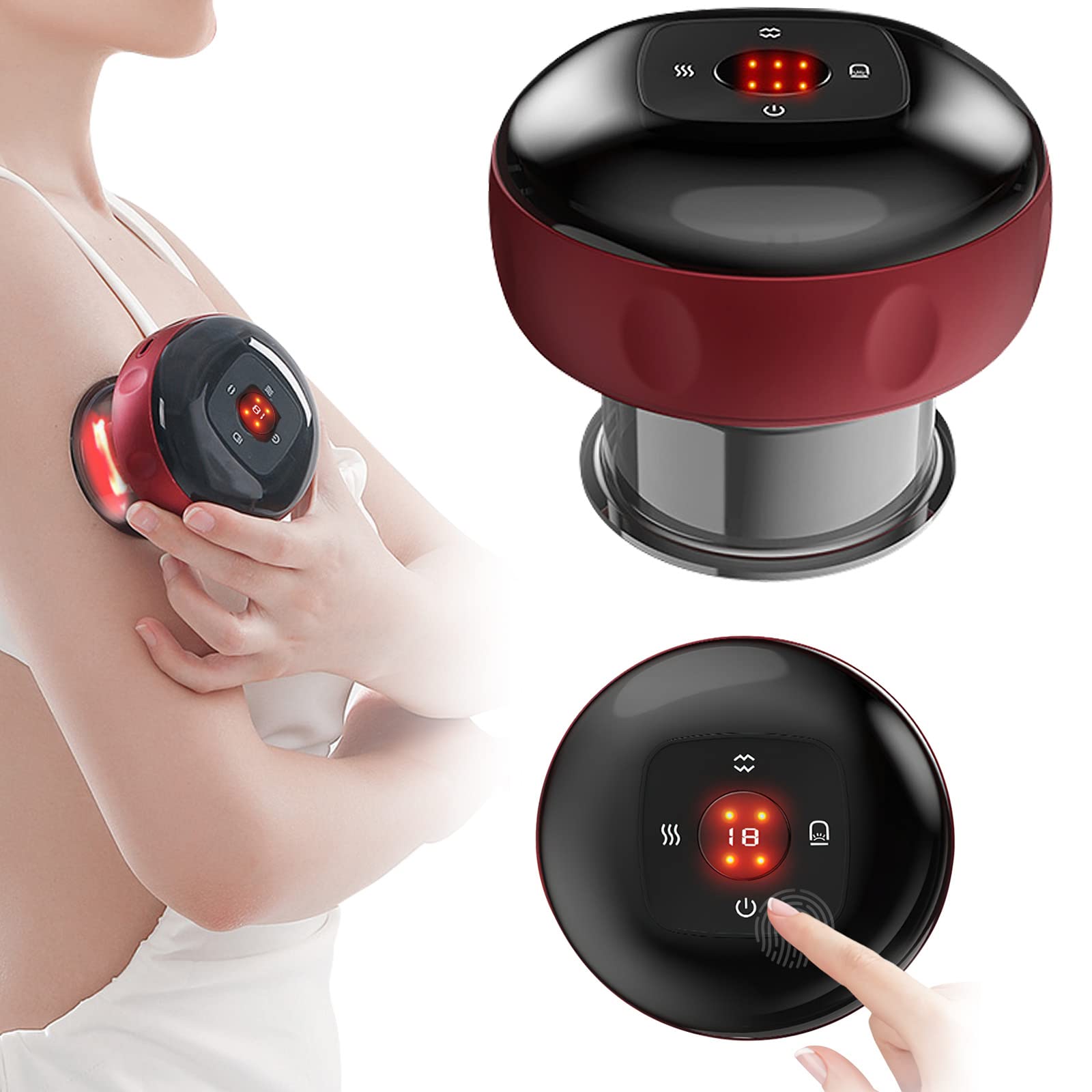 3 in 1 Electric Cupping Therapy Set, Cellulite Remover Massager, Gua Sha Massage Tool with 12 Level Temperature and Suction, Effectively Relieve Pain