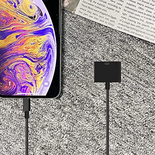 Apple Lightning to 30-Pin Adapter, MFi Certified 8 Pin Male to 30 Pin Female Connector Converter with iPhone Charger Cable Cord Compatible iPhone 12 11 X 7 6P 5S 4S 4 3 3G/iPad/iPod (Black)