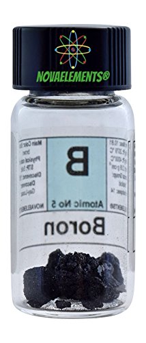 Semimetal Boron 0.5g 99.9% Crystals in Labeled Glass Vial, Element 5 of The Periodic Table