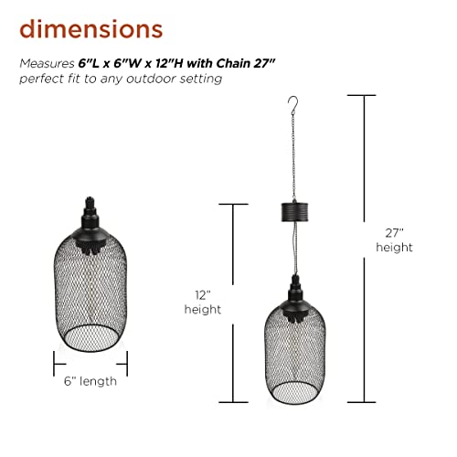 Alpine Corporation QTT391SLR-TM Solar Hanger w/White LED Light, 12", Black