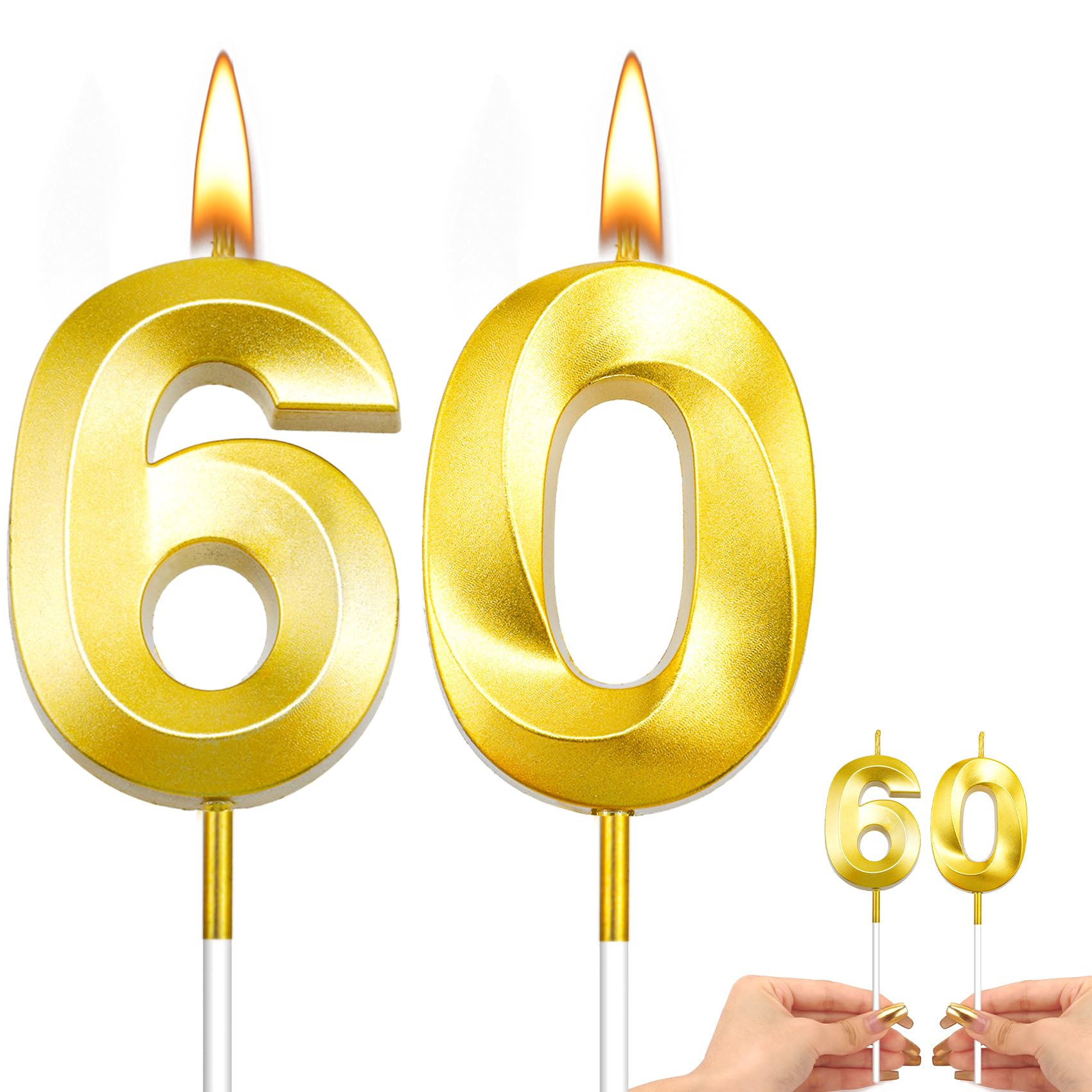 60th Birthday Candles Happy 60th Birthday Cake Topper 60th Birthday Decorations for Women Gold Number Candles Birthday Candles Numbers Velas De CumpleaĂąos 60th Birthday Decorations Men Gold Candles