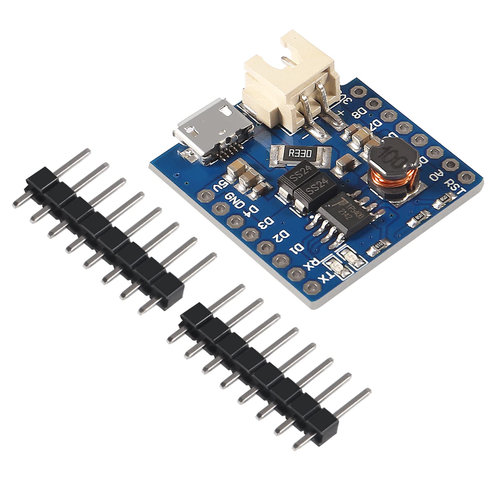 6pcs for Wemos D1 Mini Battery Shield Micro USB Single Lithium Battery Charging Boost Module with Pins LED Indicator 5V 1A DC for WeMos D1 Mini Single Lithium Battery Charging & Boost