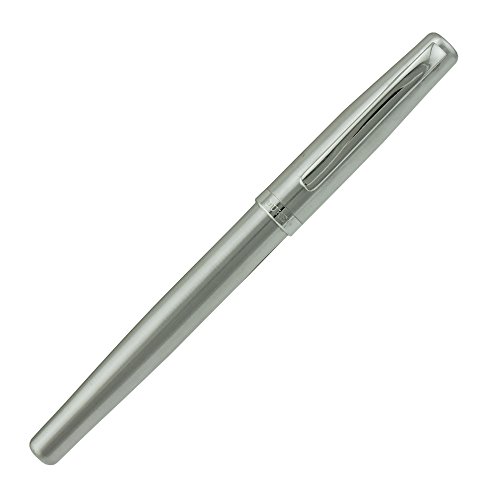 erofa Duke 209 Bent Nib Fountain Pen Set with Ink Refills Converter, Steel Sliver
