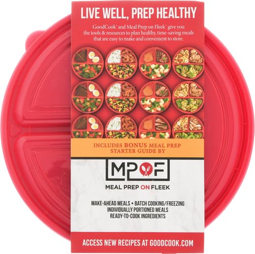 GoodCook BPA Free Meal Prep Round 3-Comparment Container, Set of 10 β Microwave & Dishwasher-Safe Food Organizers, Food Storage Set with Snap Shut Lids, Meal Prep Kitchen Containers