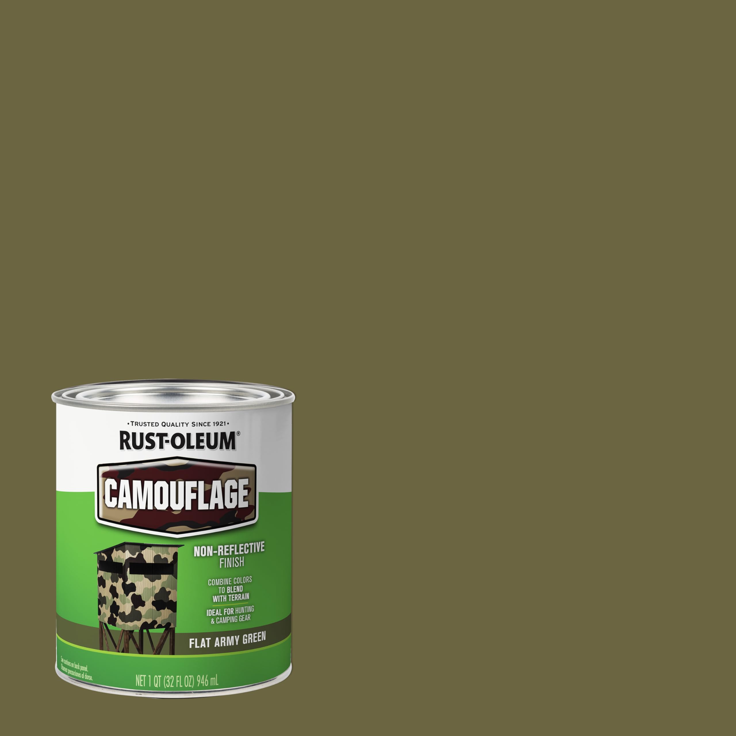 Rust-Oleum 379561 Specialty Camouflage Paint, Quart, Flat Army Green, 0.25 Gallon (Pack of 1)